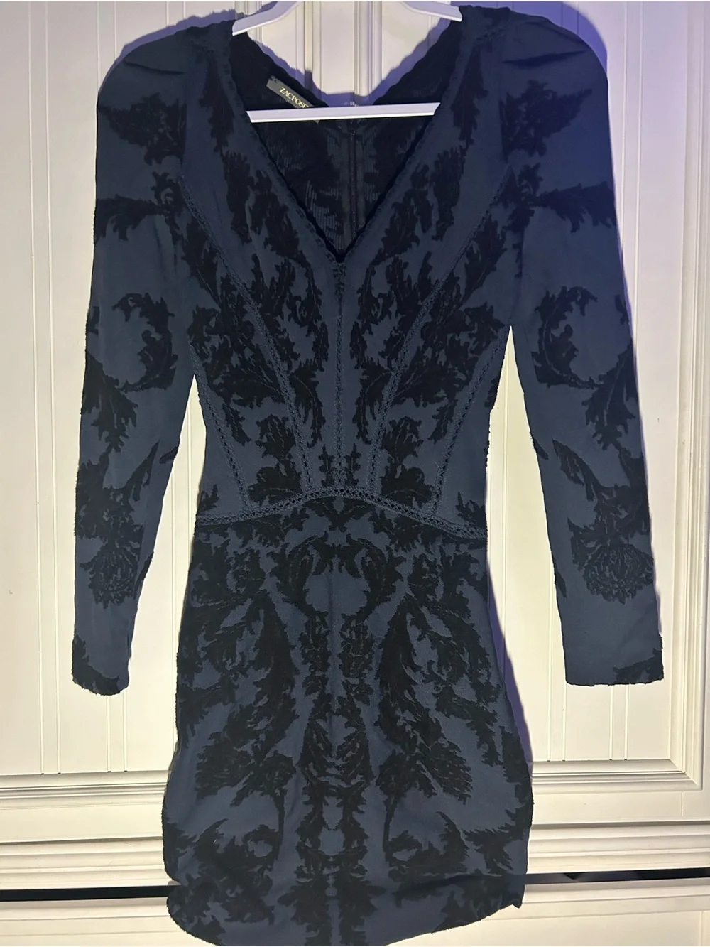 Zac Posen | Dresses | Zac Posen Womens Navy Blue Dress With Black ...
